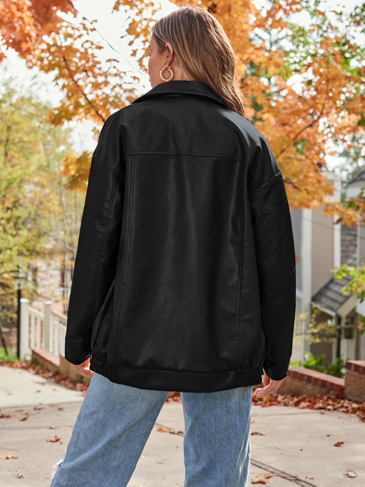 AUTOMET Womens Oversized Leather Jackets Faux Suede Fall Fashion Motorcycle Coats Winter Outfits Clothes Y2k Tops Black L