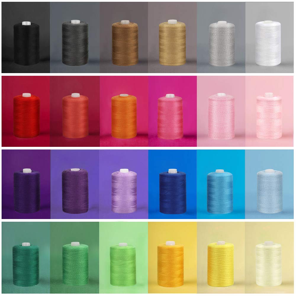 HAITRAL Sewing Thread Sets - 24-Color Spools Thread Mixed Cotton, 1000 Yards Sewing Kits Thread for Sewing Machine, DIY Sewing