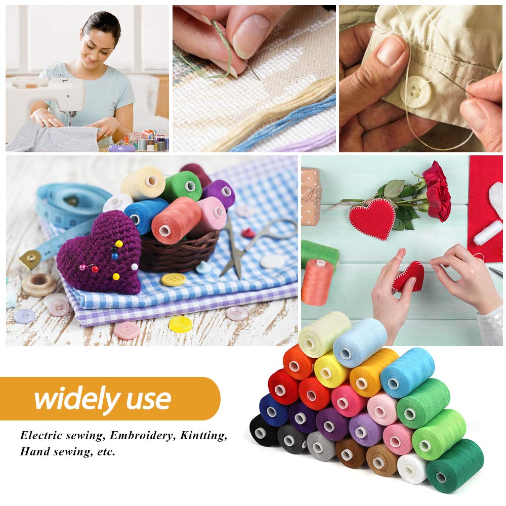 HAITRAL Sewing Thread Sets - 24-Color Spools Thread Mixed Cotton, 1000 Yards Sewing Kits Thread for Sewing Machine, DIY Sewing