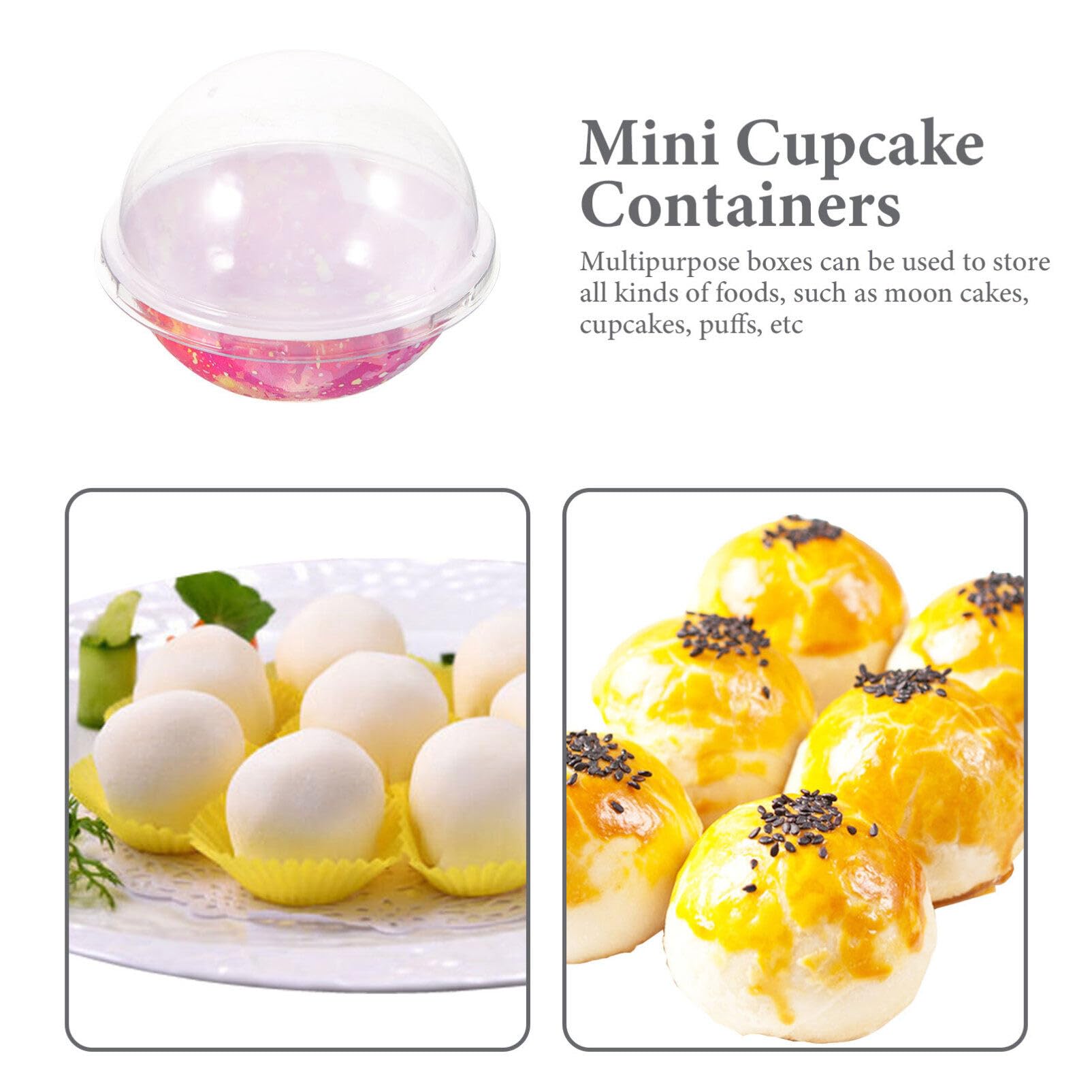 50pcs Box Muffins Cake Container with Lids Mini Cupcake Containers Moon Cake Containers Individual Cupcake Containers Cake Carrier Single The Pet Plastic Boxes