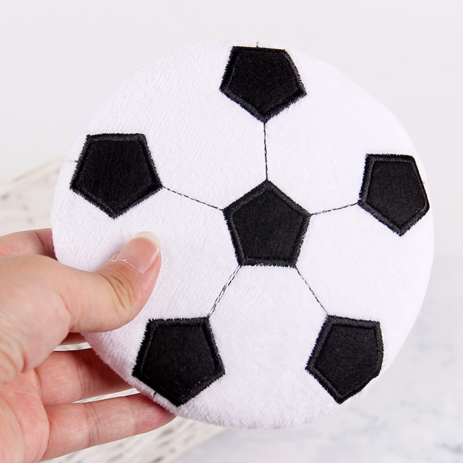 NIOIPXA 3 Pack Dog Flying Disc with Squeaker, Plush Football Basketball Rugby Squeaky Toy for Dogs