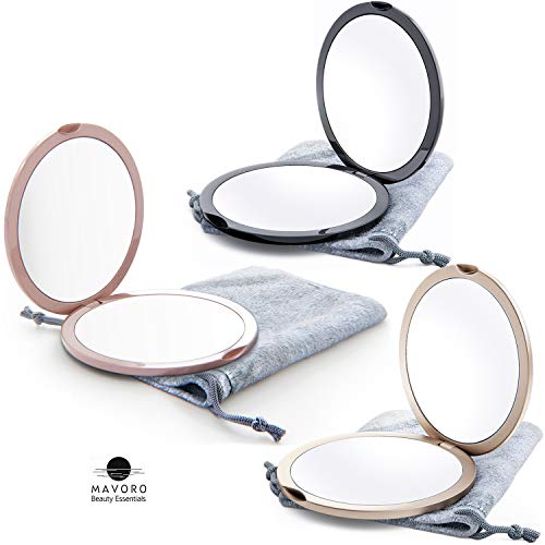 Magnifying Compact Mirror for Purses, 1x/10x Magnification β Double Sided Travel Makeup Mirror, 4 Inch Small Pocket or Purse Mirror. Distortion Free Folding Portable Compact Mirrors (Millennial Pink)