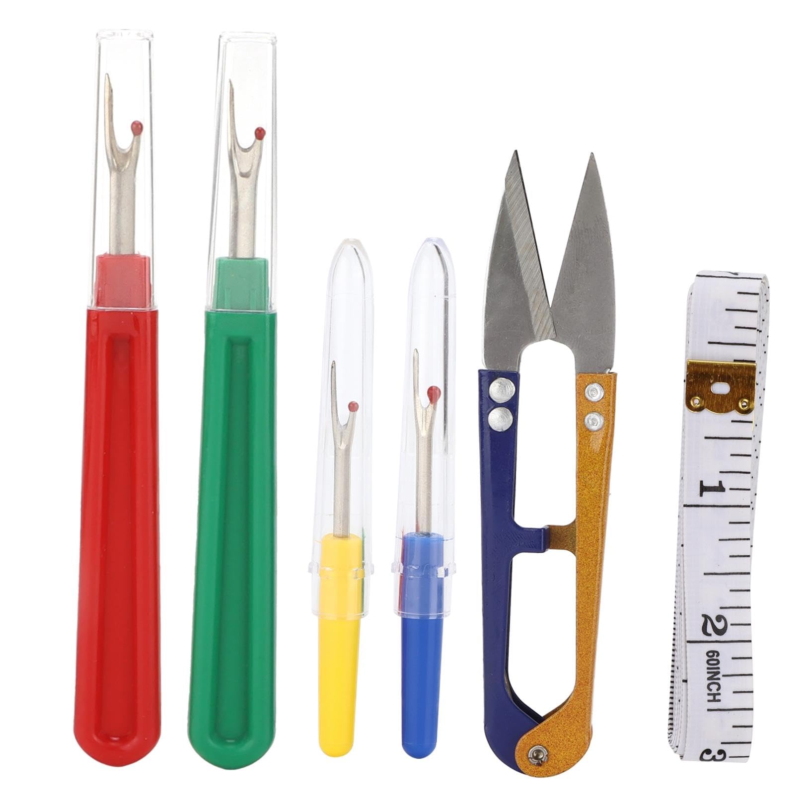 Colorful Stainless Steel Seam Ripper Set with Handy Handles - Thread Remover and Needlework Accessories for Sewing Kit Embroidery Quilting Tools and Thread