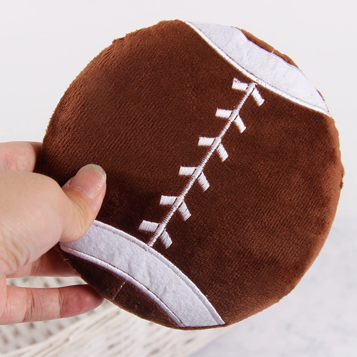NIOIPXA 3 Pack Dog Flying Disc with Squeaker, Plush Football Basketball Rugby Squeaky Toy for Dogs