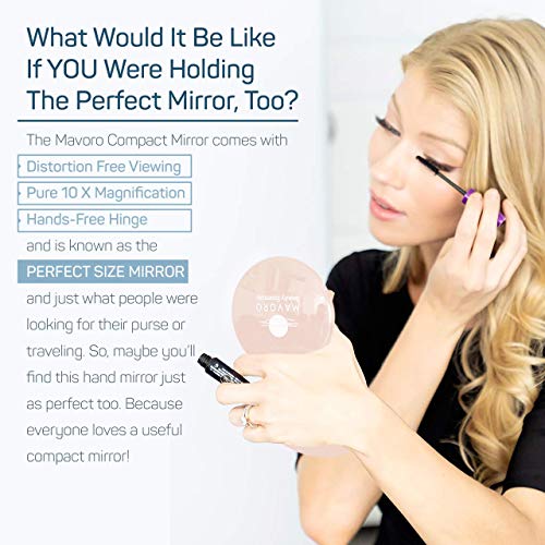 Magnifying Compact Mirror for Purses, 1x/10x Magnification β Double Sided Travel Makeup Mirror, 4 Inch Small Pocket or Purse Mirror. Distortion Free Folding Portable Compact Mirrors (Millennial Pink)