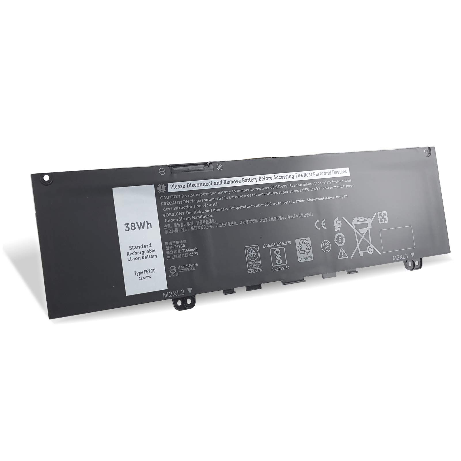 NATNO F62G0 Laptop Battery Replacement for Dell Inspiron 13 7000 2-in-1 7373 7370 7380 7386 5370 P83G P83G001 F62GO RPJC3 0RPJC3 39DY5 039DY5 [11.4V 38Wh 3166mAh]