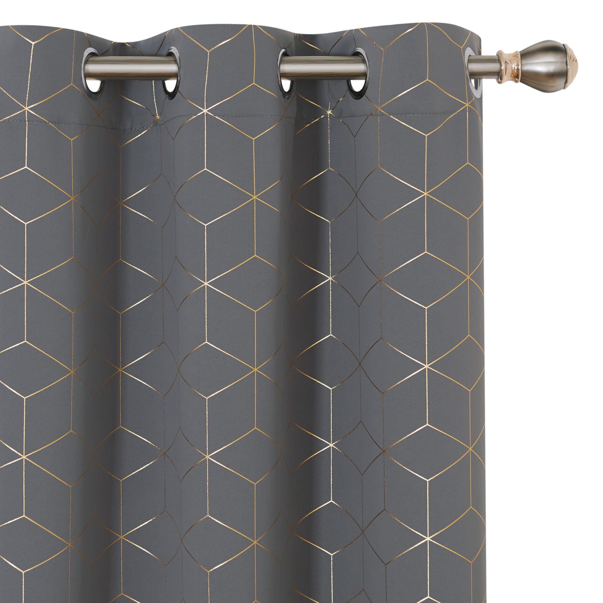 Deconovo Diamond Pattern Blackout Curtains - Thermal Insulated, Noise-Reducing Window Drapes for Bedroom, Living Room - 2 Panels, Light Grey, 42W x 54L