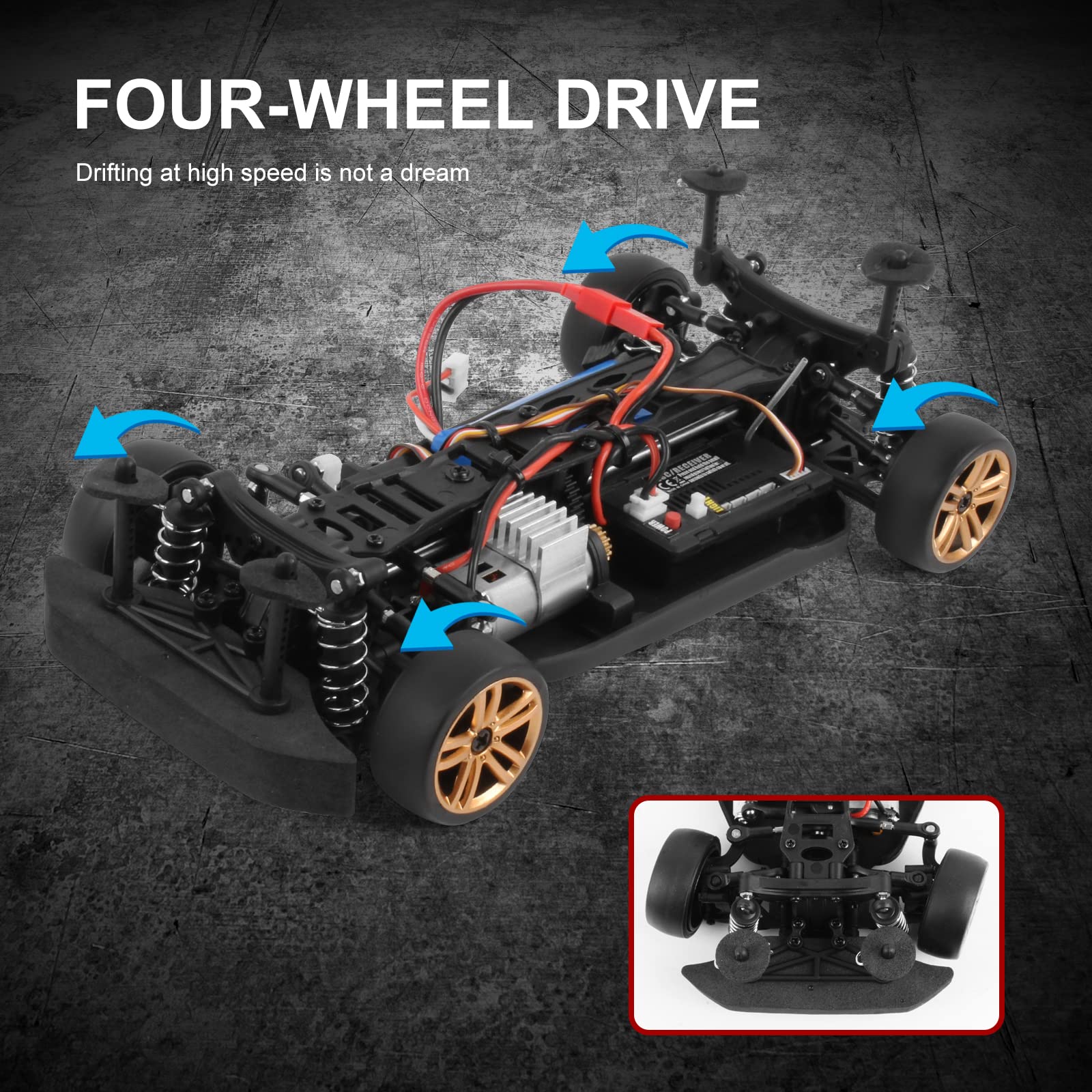 GoolRC RC Drift Car, 1:18 Scale Remote Control Car, 2.4GHz 4WD 30KM/H High Speed RC Racing Car with LED Light Strip for Adults and Kids