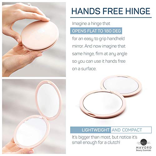 Magnifying Compact Mirror for Purses, 1x/10x Magnification β Double Sided Travel Makeup Mirror, 4 Inch Small Pocket or Purse Mirror. Distortion Free Folding Portable Compact Mirrors (Millennial Pink)