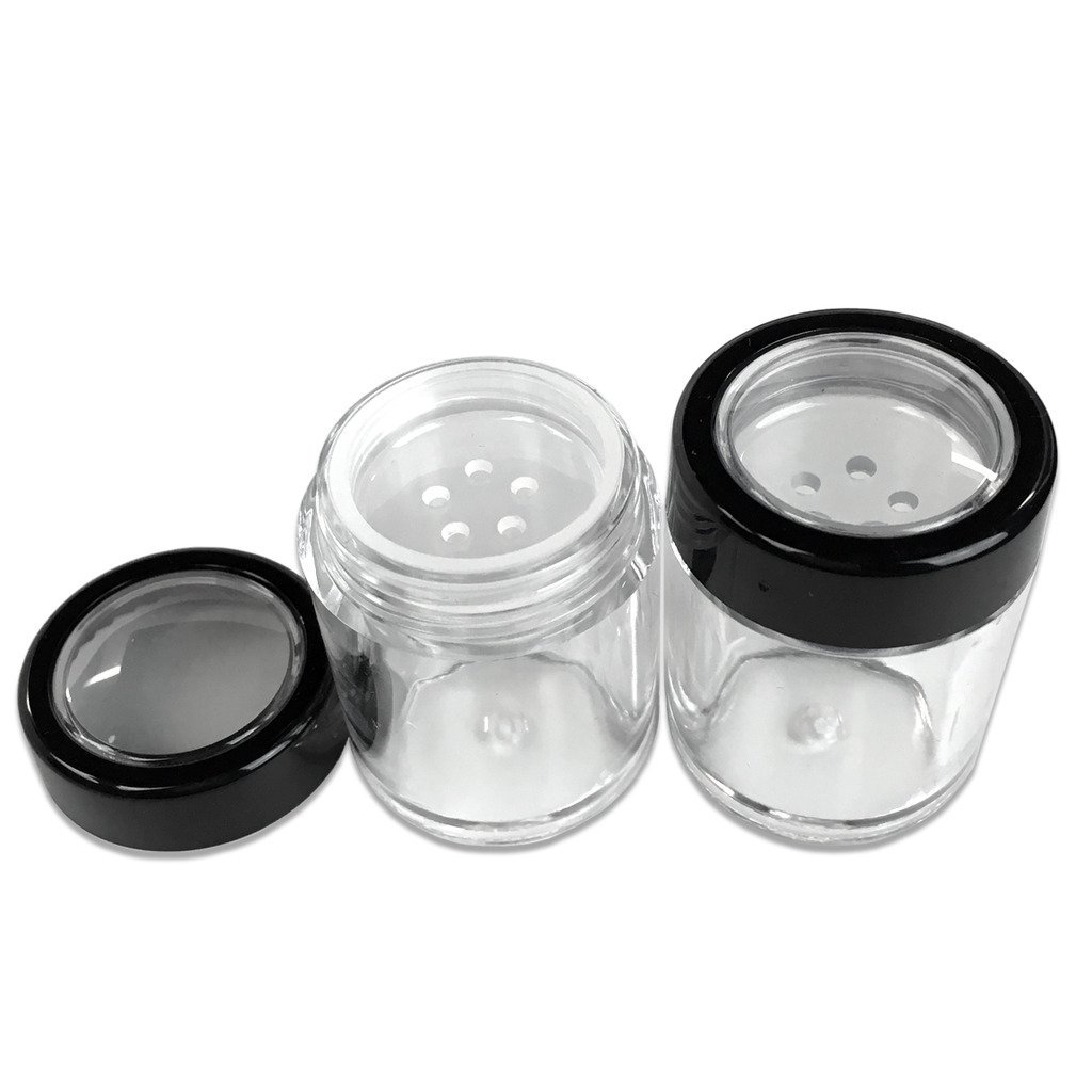 (Quantity: 12 Pieces) Beauticom 10G/10ML Acrylic Transparent Cylinder Sifter Container Jar with Clear Lid Window
