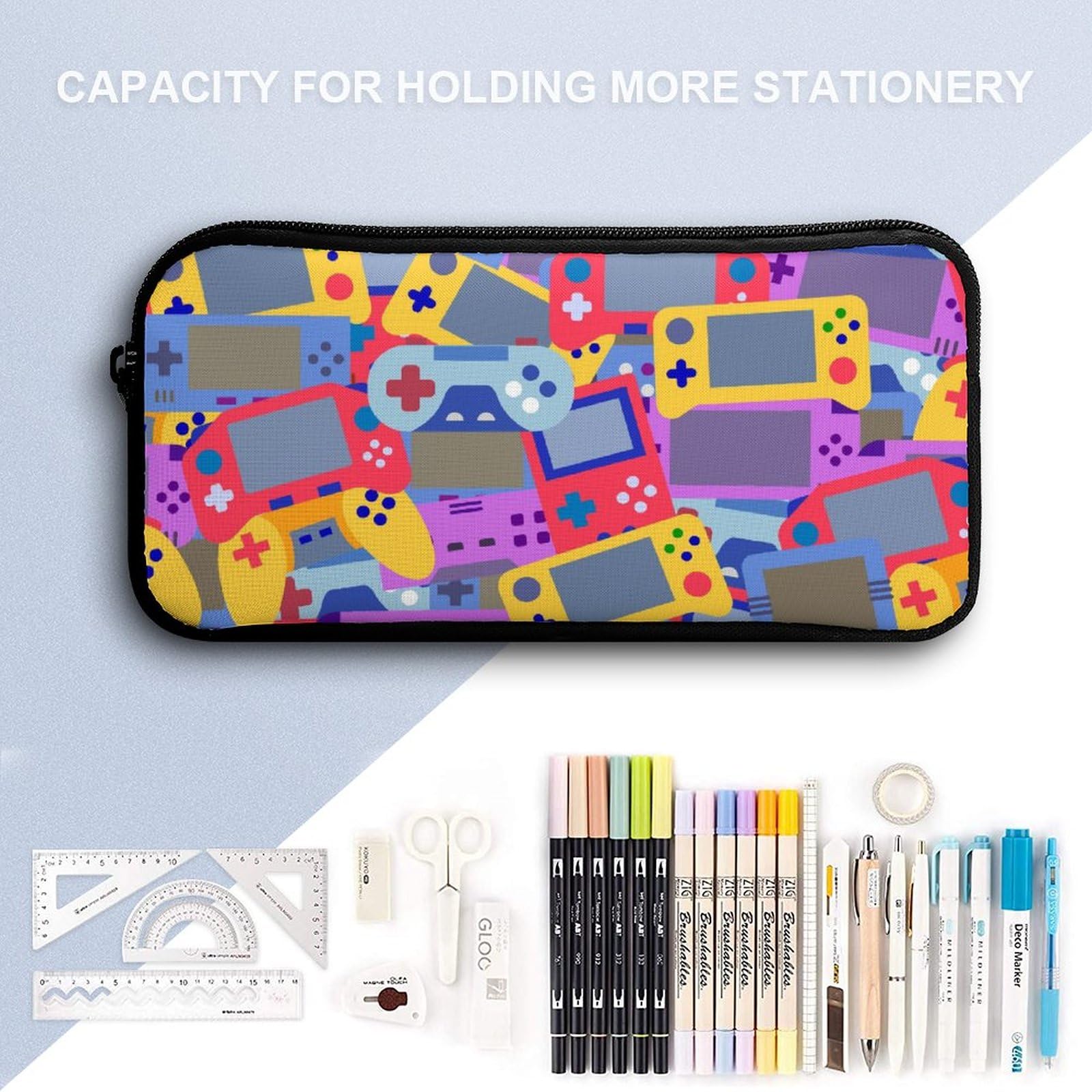 NAWFIVE Game Devices Pattern Backpack with Lunch Box And Pencil Case Set Joysticks Gamepad Controller Travel Daypack Bookbag for Men Women Laptop Backpack 3pcs
