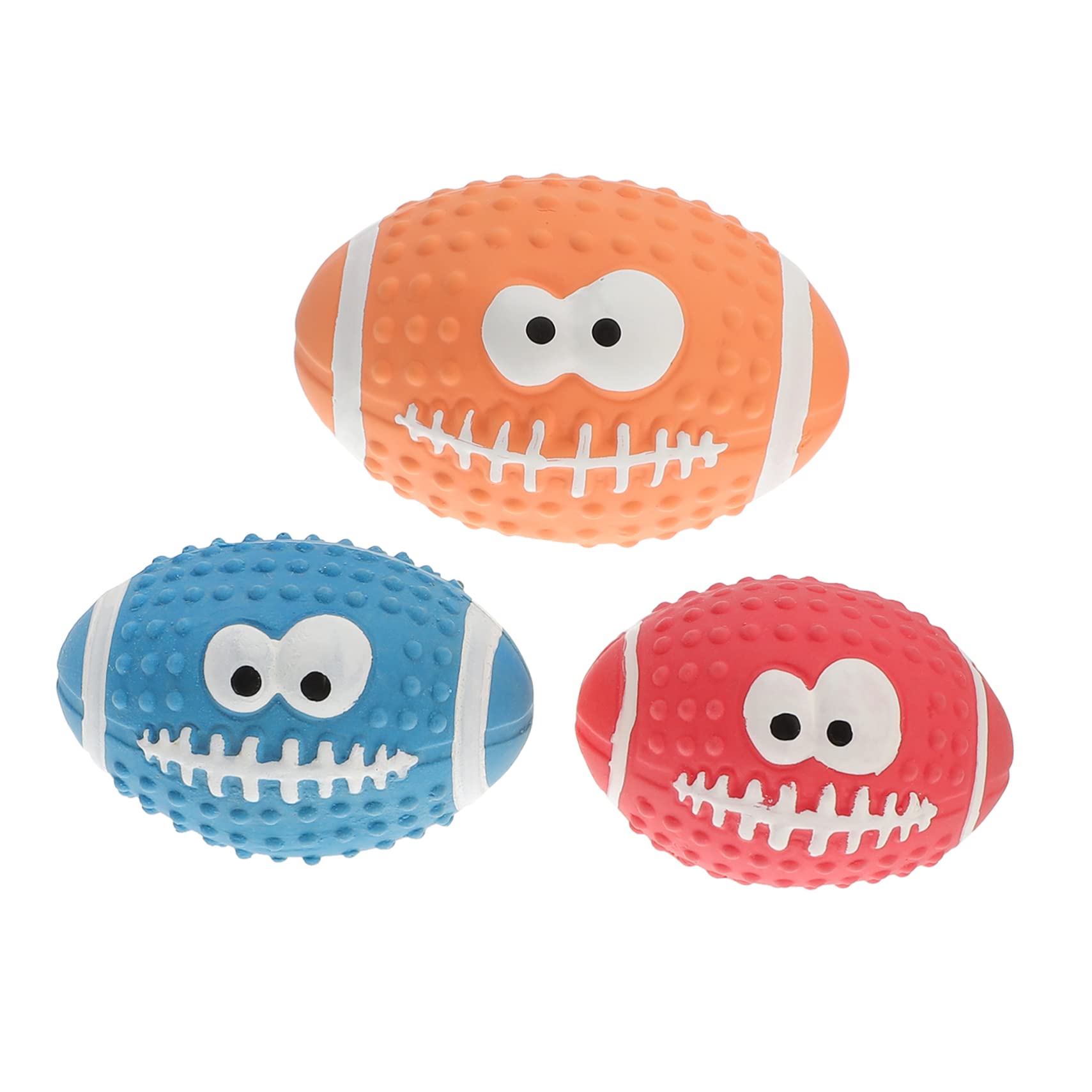 MERRYHAPY 3pcs Teething Ball Toys Teething Toy Squeaky Animal Chewing Toys Fetch Toys for Large Dogs Pet Chew Toys Balls for Dogs Rubber Balls Dog Balls Dog Sound Toy Emulsion Puppy