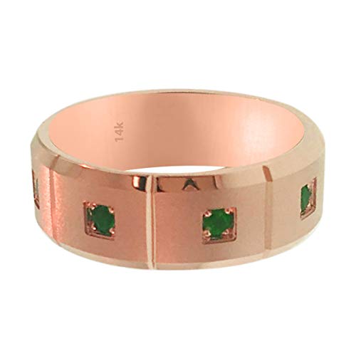 TOUSIATTAR Diamond Wedding Band - 14K Yellow or Rose Gold Rings -Delicate Diamonds Anniversary Rigs Jewelry Gift for Men and Women (Rose, 6)