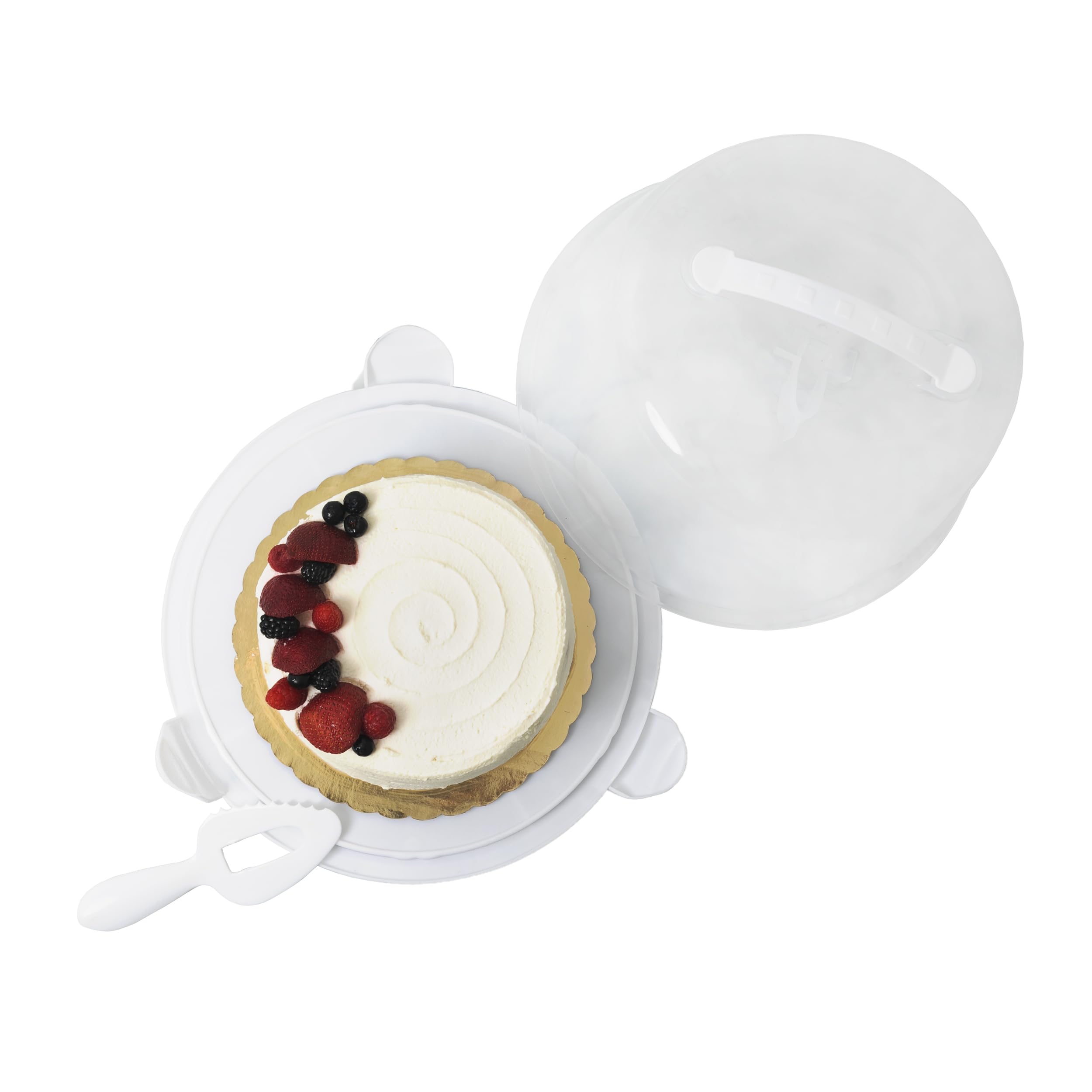 KOLORAE Cake Carrier with Lid and Server Top Handle BPA Free Fits up to 10" Dessert Cakes, Pies, Cupcakes Portable Container