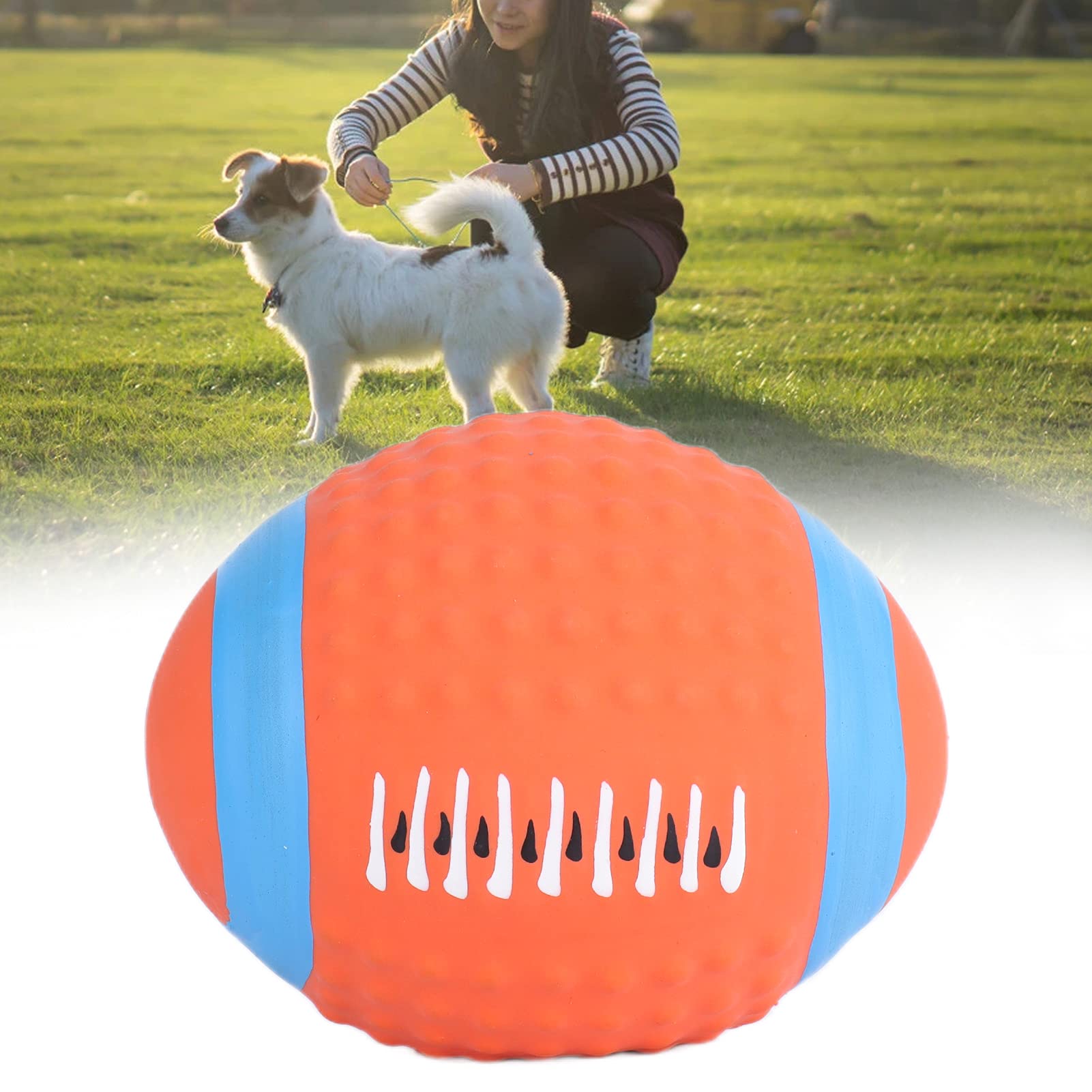 ZYLLZY Rugby Chew Toy Balls, Bite Resistant Chewing Molars Training Squeaky Toy, Pet Rugby Toys for Cats and Dogs