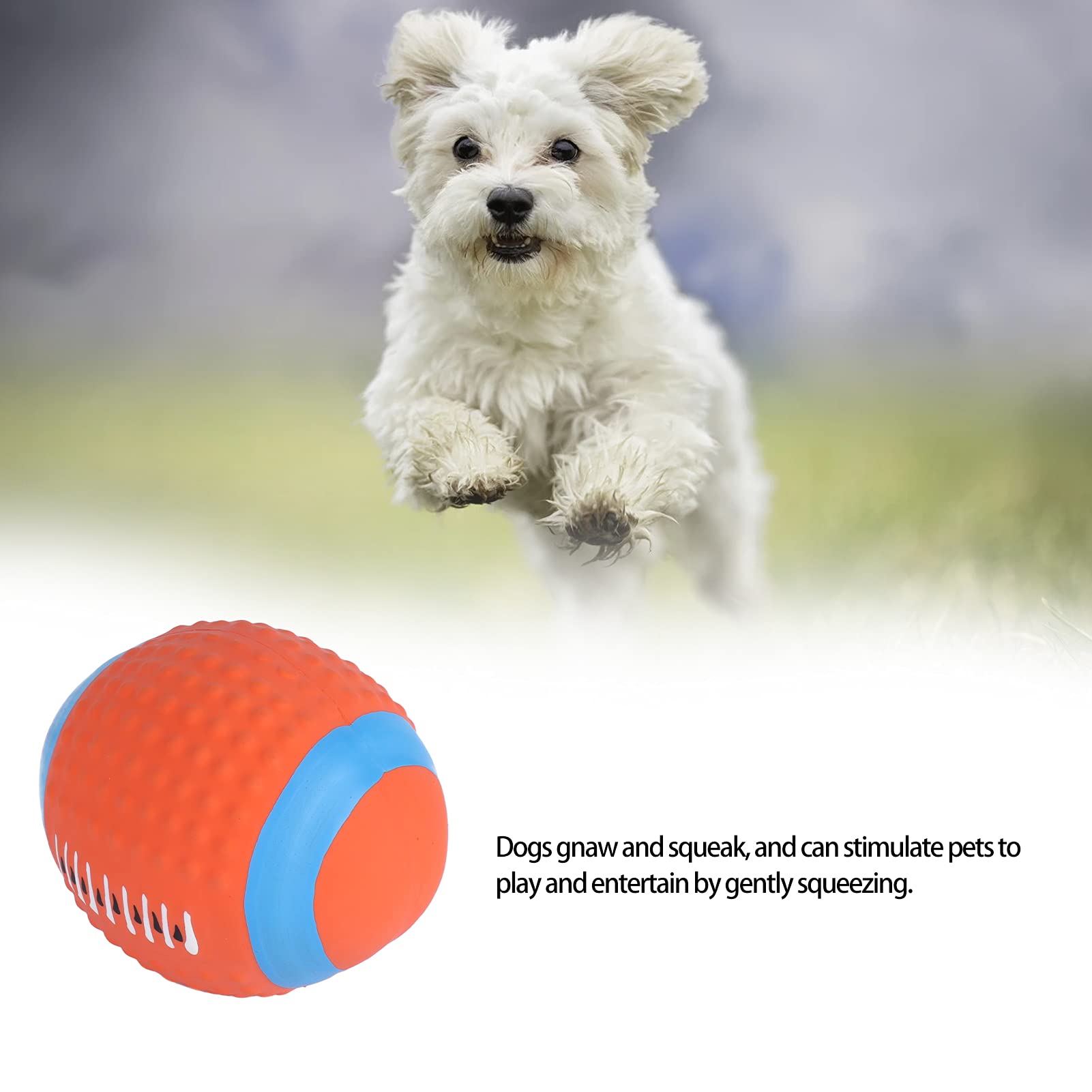 ZYLLZY Rugby Chew Toy Balls, Bite Resistant Chewing Molars Training Squeaky Toy, Pet Rugby Toys for Cats and Dogs