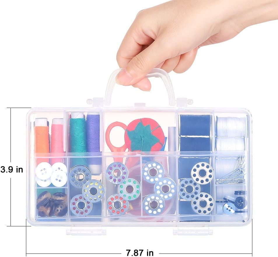 NEX Sewing Thread Set 64 PCS Assorted Sewing Threads with Bobbins Case Thread Spools for Basic Sewing Machine, Emergency and Travel
