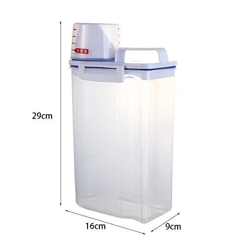 Rice Storage Box With Measuring Cup, Portable Rice Box Rice Cylinder Water-Proof Household Powder Jar Bean Flour Barrel