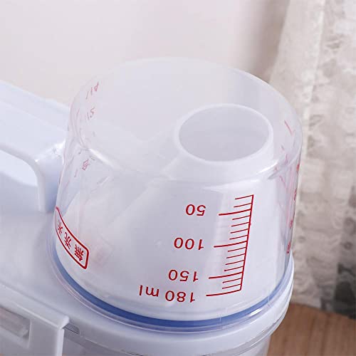 Rice Storage Box With Measuring Cup, Portable Rice Box Rice Cylinder Water-Proof Household Powder Jar Bean Flour Barrel