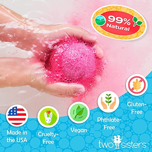 Superhero Bubble Bath Bomb for Kids with Surprise Superhero Toy Inside by Two Sisters. Large 99% Natural Fizzy in Gift Box. Moisturizes Dry Sensitive Skin. Releases Color, Scent, Bubbles