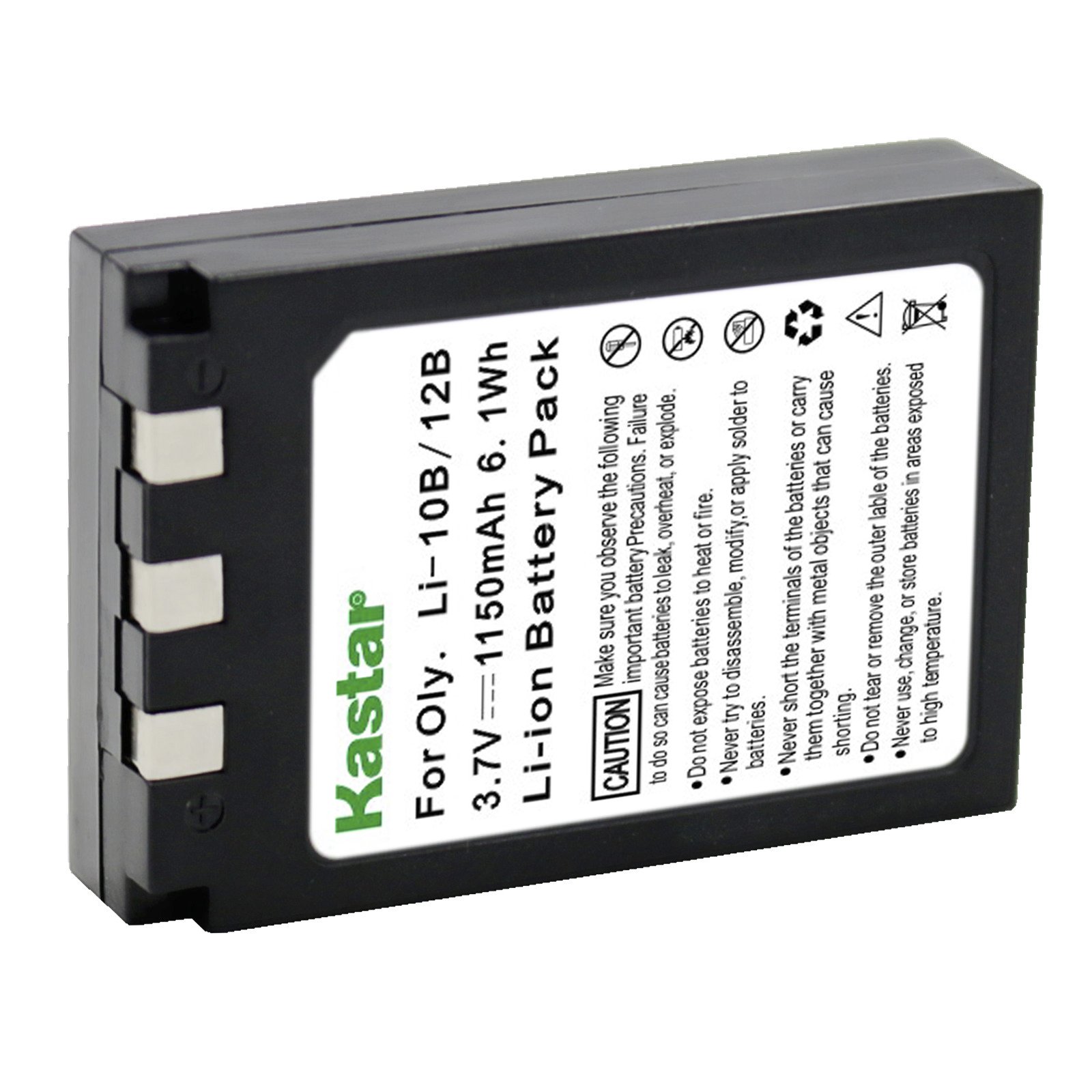 Li-10B/12B 3.7V 1150mAh Li-ion rechargeable battery Compatible with Olympus:MJU: 10, 15, 20, 25, 30, 40, 300, 400, 410, 500, 600, 800 810, 1000, Ferrari Stylus: Stylus 300, Stylus 300 Digital, Stylus 400, Stylus 400 Digital, Stylus 410, Stylus 410 Digital