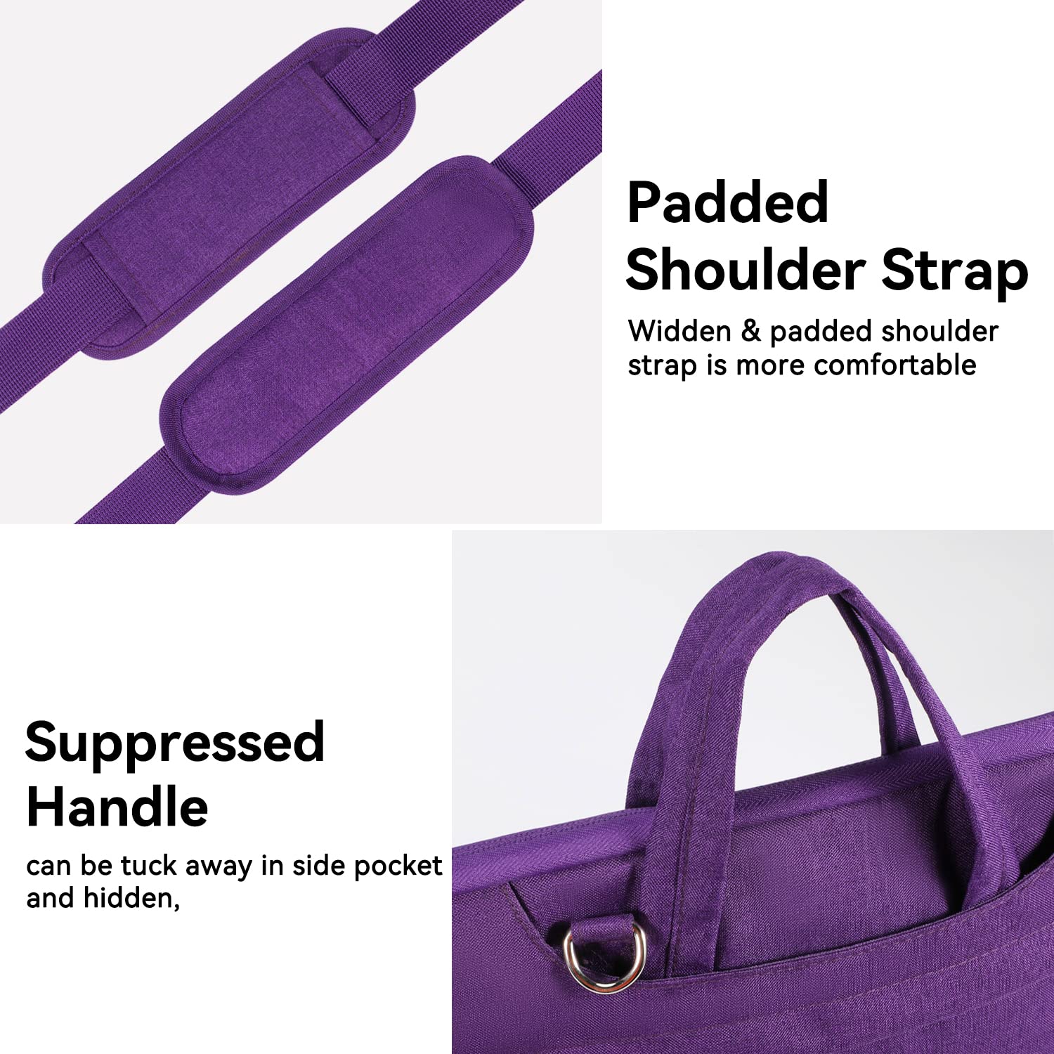 Voova 17 17.3 Inch Laptop Sleeve Case, Slim Women Men Shoulder Hand Bag Compatible with Razer Blade Pro 17, Lenovo Dell Asus Acer HP Notebook Messenger Briefcase with Strap, Waterproof, Purple