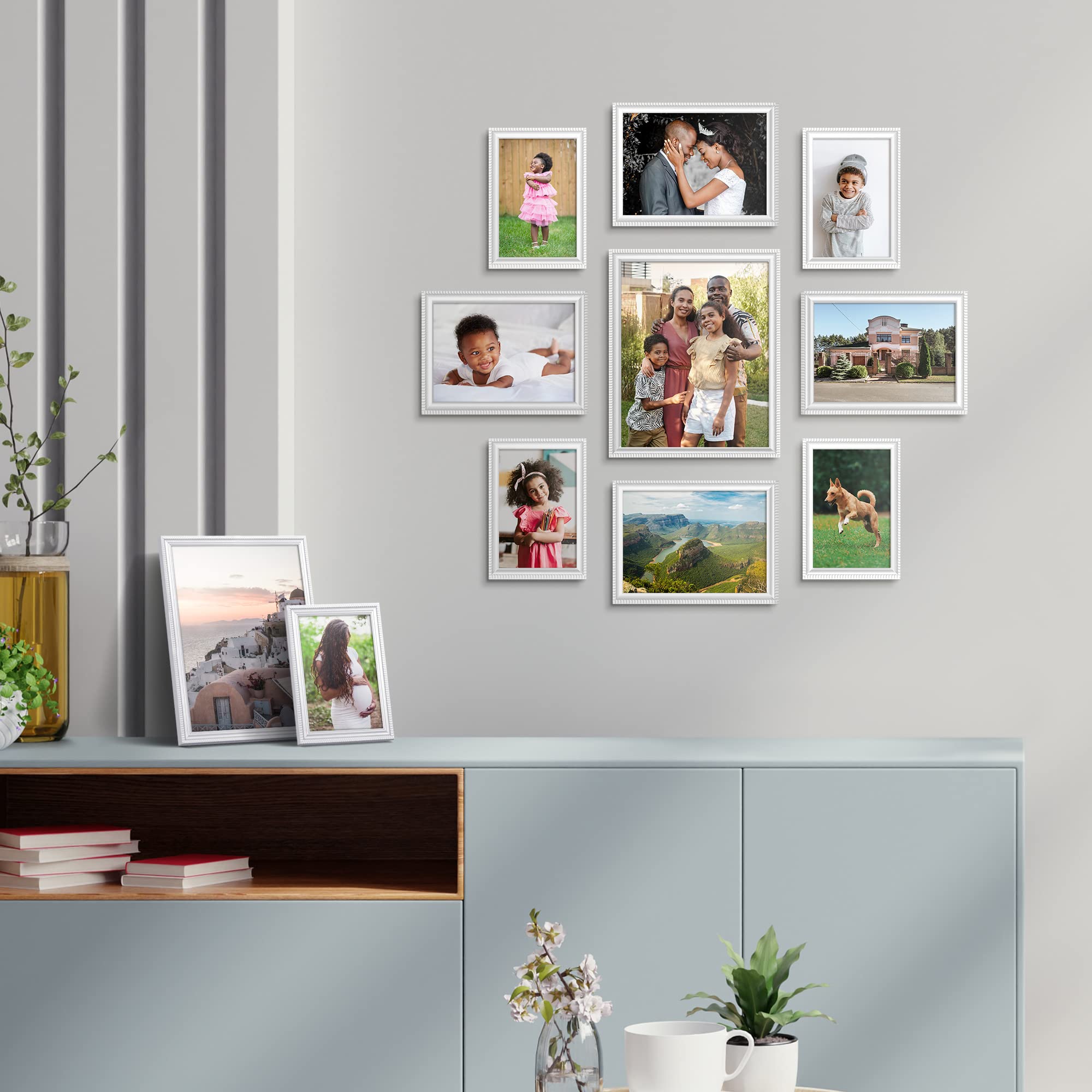 Icona Bay 8x10 Picture Frames (White, 2 Pack), Beautifully Detailed Molding, Contemporary Picture Frame Set, Wall Mount or Table Top, Inspirations Collection