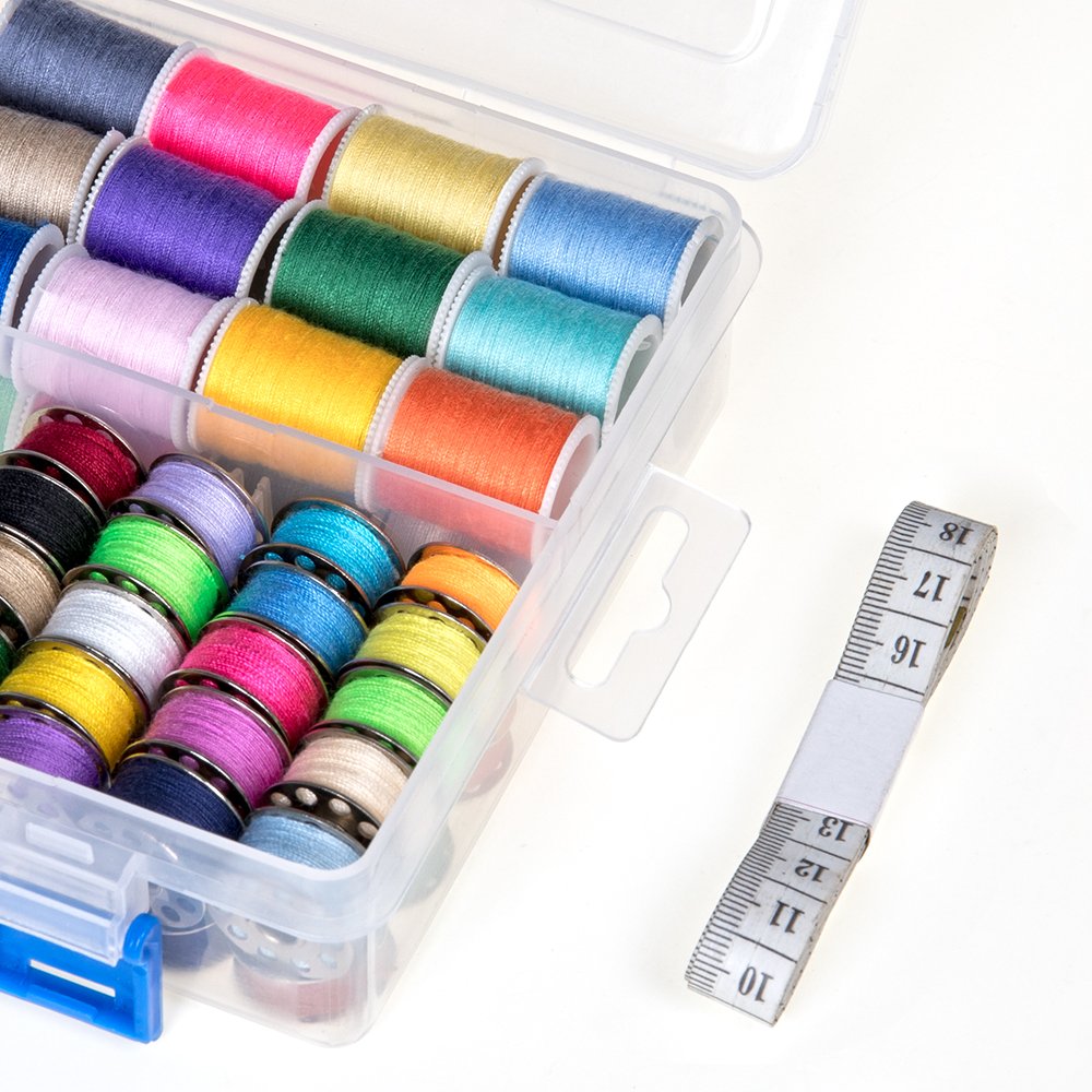 NEX Sewing Thread Set 64 PCS Assorted Sewing Threads with Bobbins Case Thread Spools for Basic Sewing Machine, Emergency and Travel