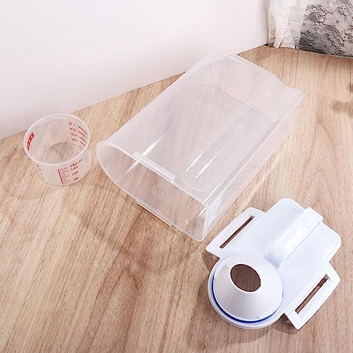 Rice Storage Box With Measuring Cup, Portable Rice Box Rice Cylinder Water-Proof Household Powder Jar Bean Flour Barrel