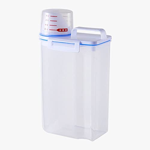 Rice Storage Box With Measuring Cup, Portable Rice Box Rice Cylinder Water-Proof Household Powder Jar Bean Flour Barrel