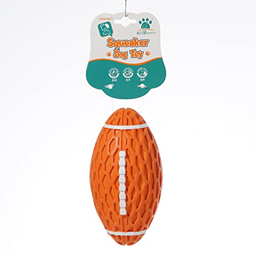 Dog Toys Ball Pet Squeaky Toys Rubber Floating Football, Interactive and Trainning Durable Chew Toys for Fetching Games for Agressive Chewer(Orange)