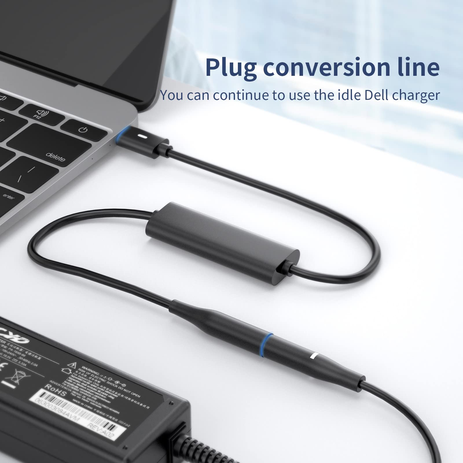 USB C Cable PD 4.5 x 3.0mm Male to DC Female 12V 19V 20V Adapter, USB-C to 4.5x3.0mm 100w 19.5V Adapter Made fit for Dell Inspiron Vostro Laptop Series