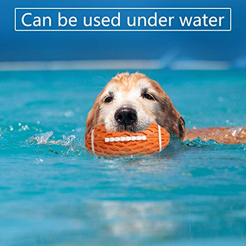Dog Toys Ball Pet Squeaky Toys Rubber Floating Football, Interactive and Trainning Durable Chew Toys for Fetching Games for Agressive Chewer(Orange)