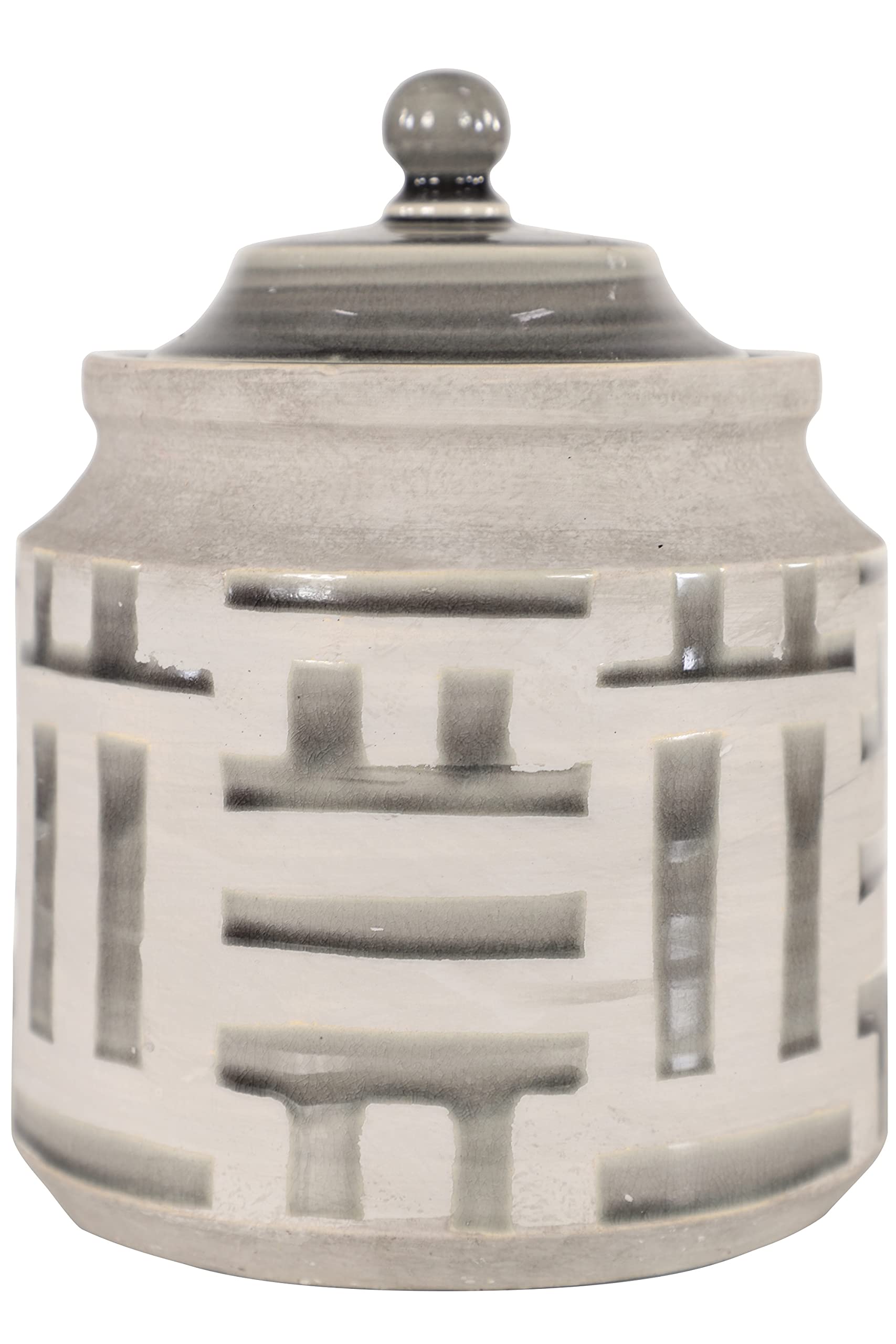 Deco 79 Ceramic Cylinder Decorative Jars, Set of 2 10", 8"H, Gray