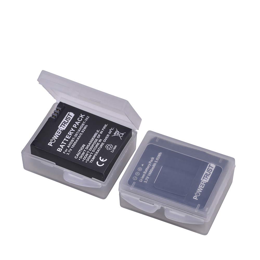 PowerTrust 3Pcs 3.7V 1600mAh AHDBT-301 Battery for GoPro Hero3 AHDBT301 AHDBT-302 AHDBT-201 Li-ion Camera Battery and LCD USB Dual Charger