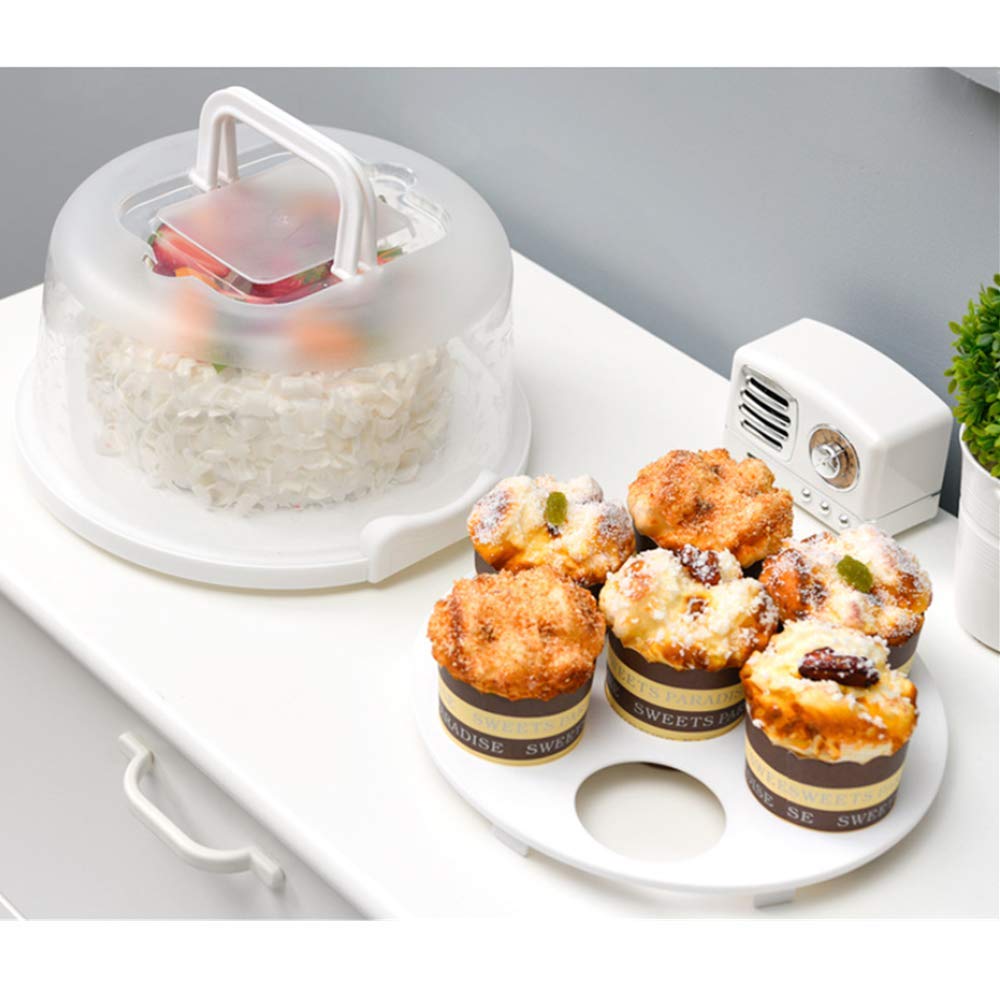 XZJMY 1Pack 9Inch X 4-1/4Inch Cake Carrier,Cake Container,Cake Carrier with Lid and Handle,7-Hole Cupcake Holder Pie Carriers for Cake Transport Container