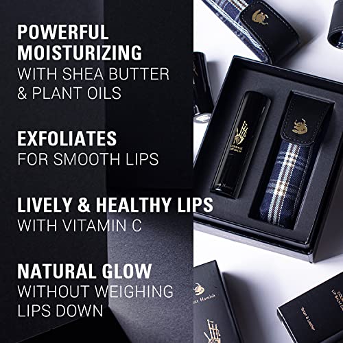 Scott Hamish Courage Lip Balm & Case Gift Set - Pure Cowhide Leather Chapstick Holder with Hydrating Lip Balm for Dry Cracked Lips - Flavored Lip Balm & Lip Balm Holder Gift Set for Men