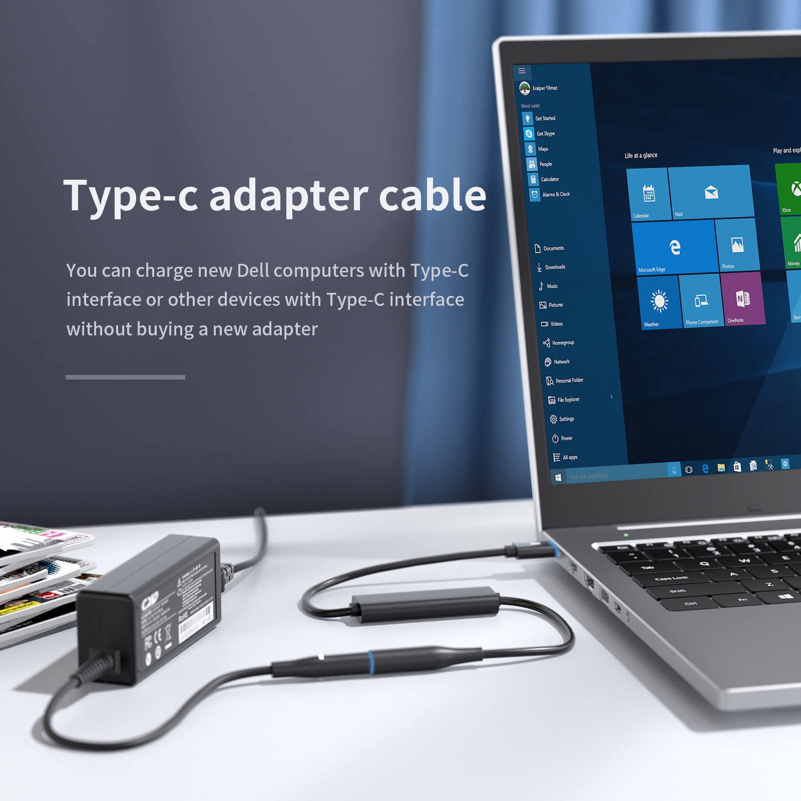 USB C Cable PD 4.5 x 3.0mm Male to DC Female 12V 19V 20V Adapter, USB-C to 4.5x3.0mm 100w 19.5V Adapter Made fit for Dell Inspiron Vostro Laptop Series