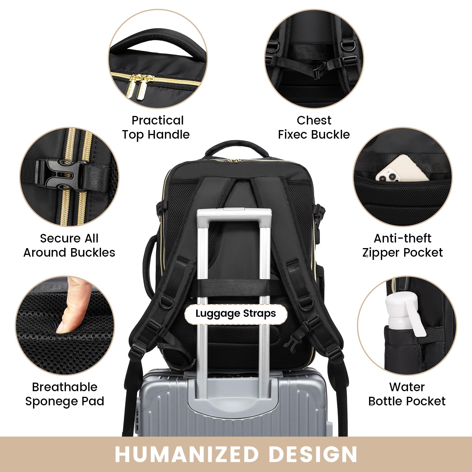 LOVEVOOK Travel Backpack,Carry On Backpack Flight Approved with Toiletry Bag,Expandable Large Laptop Backpack Women Waterproof Backpack Fit 18Inch with USB Charging Port Shoes Compartment