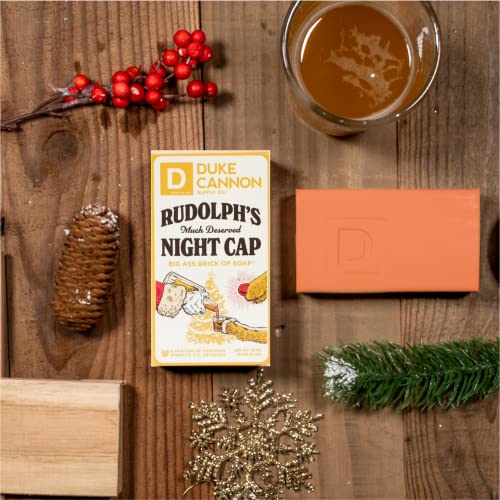 Duke Cannon Supply Co. Big Ass Brick of Soap Bar for Men Holiday Edition Rudolph's Much Deserved Night Cap (Toasted Cinnamon&Leather)Multi-Pack- Superior Grade, Extra Large, Paraben-free 10 oz(3 Pack)