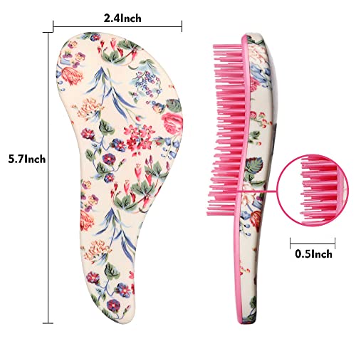 ππππππππππ Detangler Hair Brush Wet Brush Mini Detangling Hairbrush for Curly Thick Natural Straight Fine Wet Dry Hair for Kids Toddlers Girls Pain Free Small (Cute Flower)