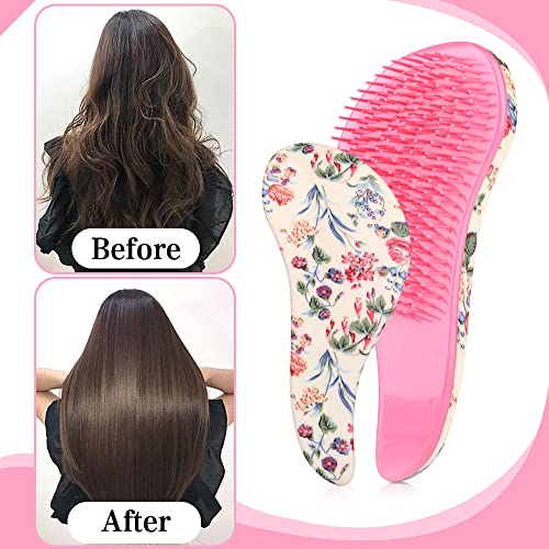 ππππππππππ Detangler Hair Brush Wet Brush Mini Detangling Hairbrush for Curly Thick Natural Straight Fine Wet Dry Hair for Kids Toddlers Girls Pain Free Small (Cute Flower)