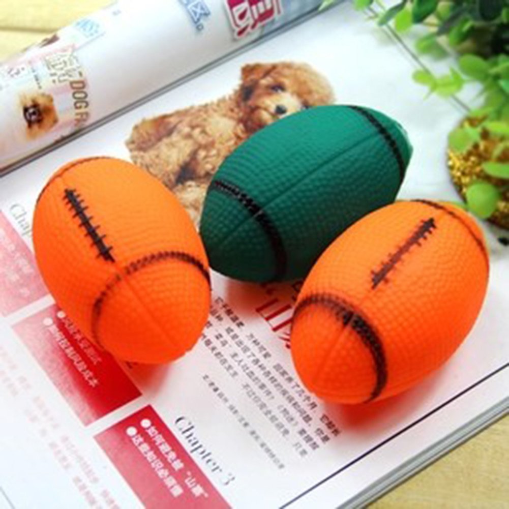 Shuohu Pet Puppy Chew Bite Rugby Ball Squeaker Squeaky Training Sound Toy Dog Gift - Random Color