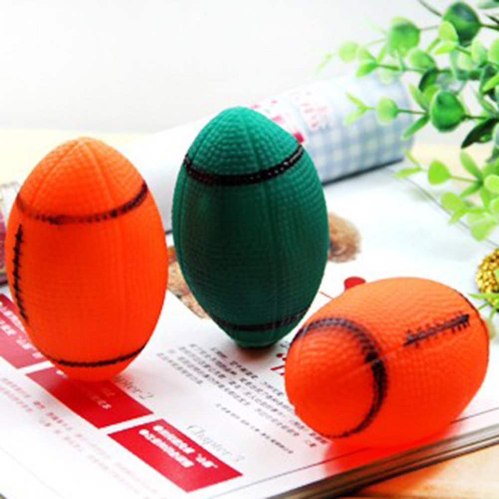 Shuohu Pet Puppy Chew Bite Rugby Ball Squeaker Squeaky Training Sound Toy Dog Gift - Random Color