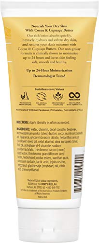 Burts Bees Butter Body Lotion for Dry Skin with Cocoa & Cupuau, 6 Oz (Package May Vary)