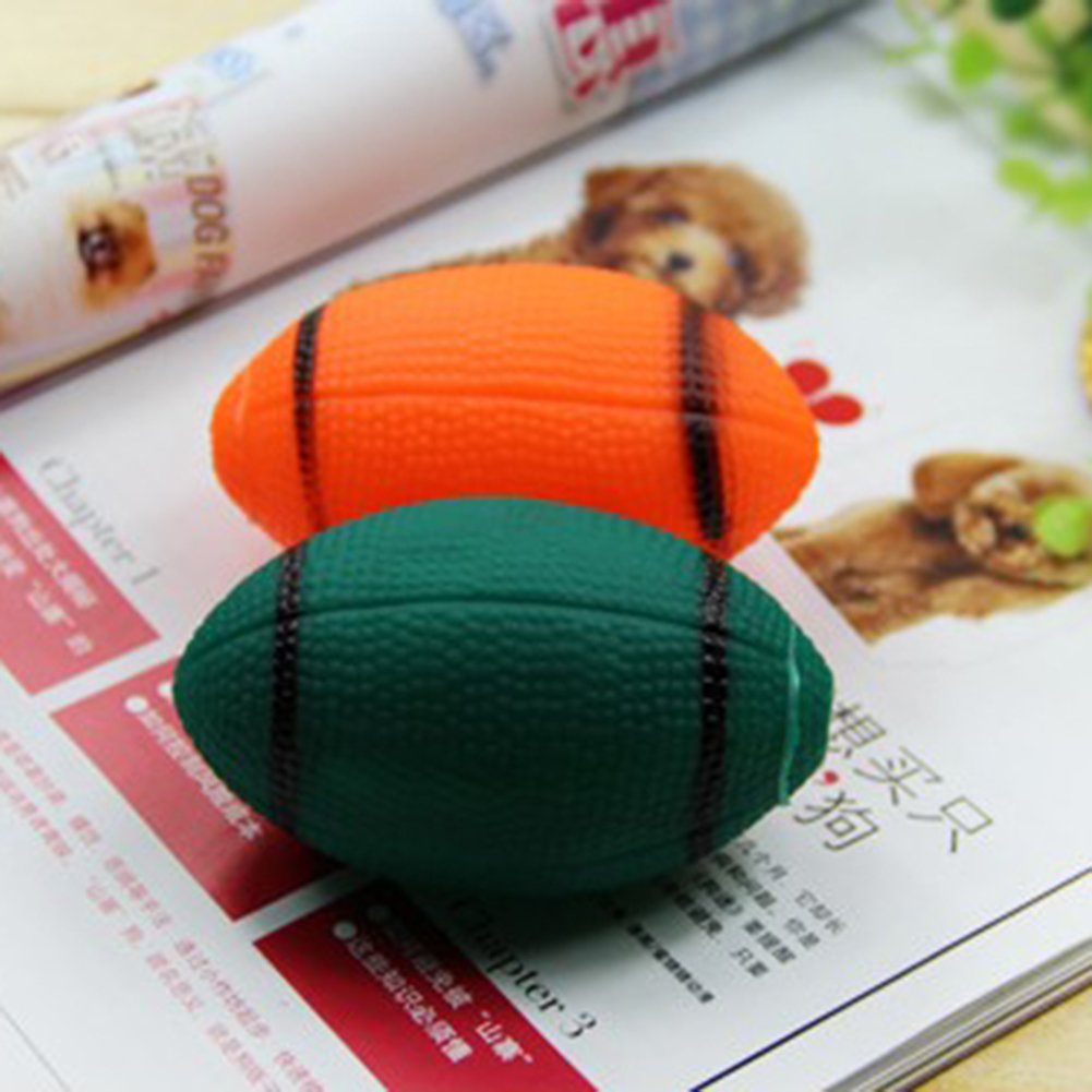 Shuohu Pet Puppy Chew Bite Rugby Ball Squeaker Squeaky Training Sound Toy Dog Gift - Random Color