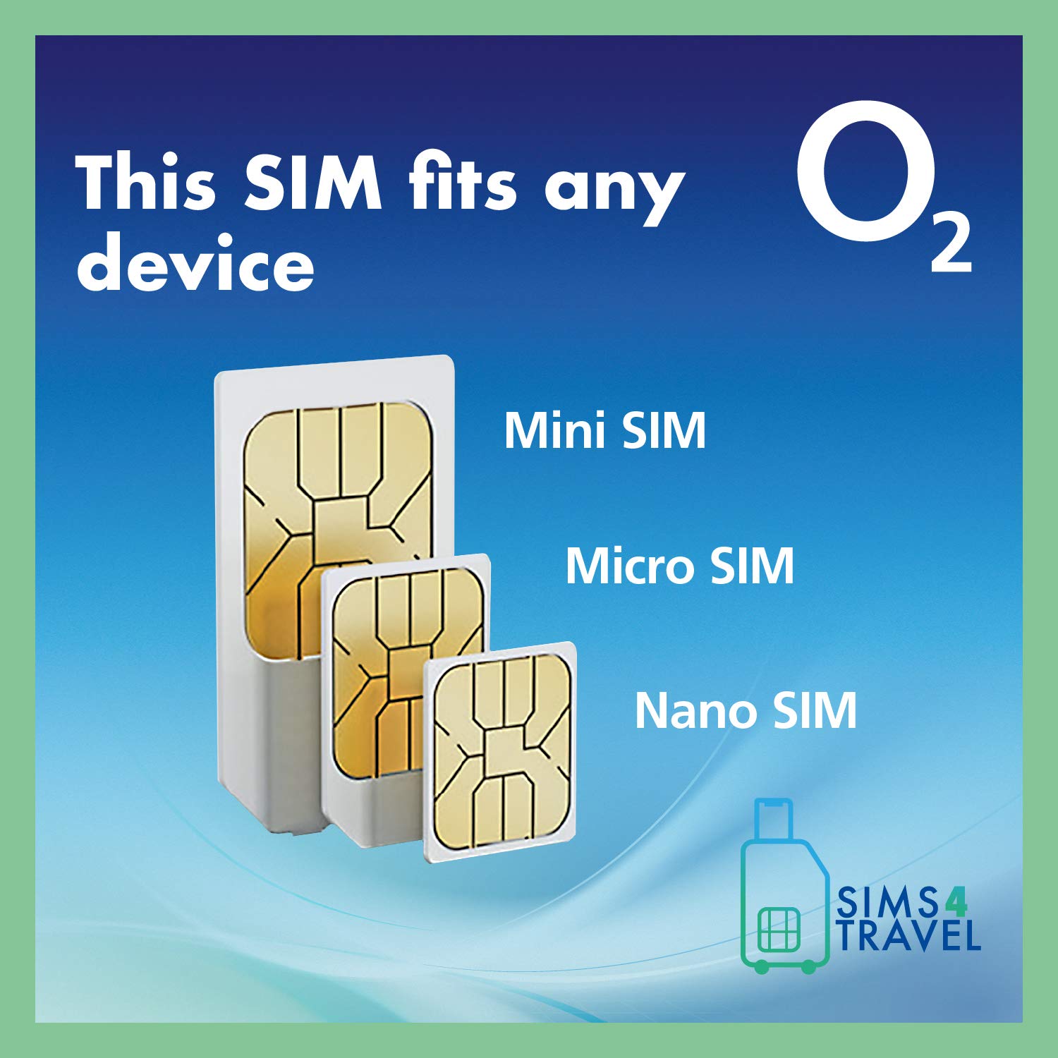 Sims4Travel Prepaid O2 SIM Card Pre-Loaded with 25GB of 4G/5G Data for use in 47 Countries Worldwide (Valid for 30 Days). No Commitments, No Checks, No Tie-ins and No Personal ID. Easy to Renew
