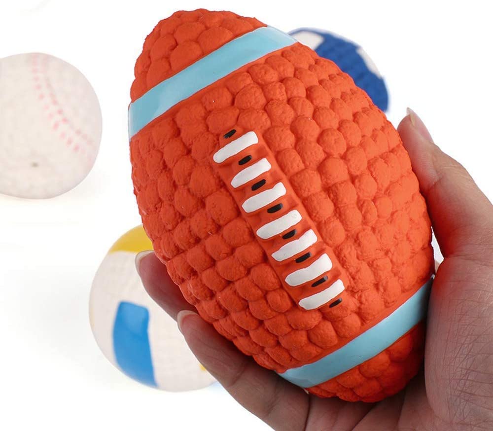 LifeCom Latex Dog Chew-Fetch Ball/Squeaky Dog Rugby/Football for Pet Toy/Floating Ball for Interactive Fetch & Play (Large)