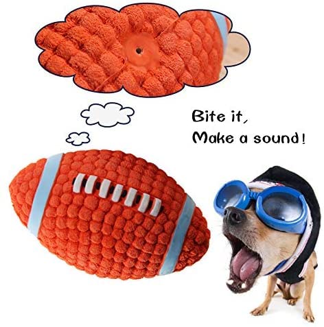 LifeCom Latex Dog Chew-Fetch Ball/Squeaky Dog Rugby/Football for Pet Toy/Floating Ball for Interactive Fetch & Play (Large)