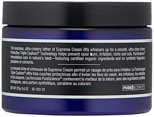 Jack Black - Supreme Cream Triple Cushion Shave Lather - PureScience Formula, Macadamia Nut Oil and Soy, Luxurious Shaving Cream, Hydrates Skin, Reduced Razor Burn- 9.5 oz.